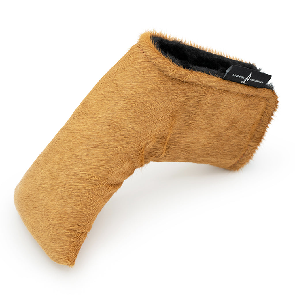 Tan Hairy Cowhide Genuine Leather Putter Golf Headcover | Ace of Clubs ...