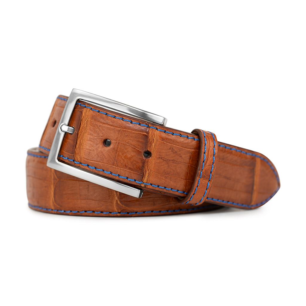 COGNAC BROWN CAIMAN CROCODILE TAIL ALLIGATOR BELT | HANDMADE IN USA ...