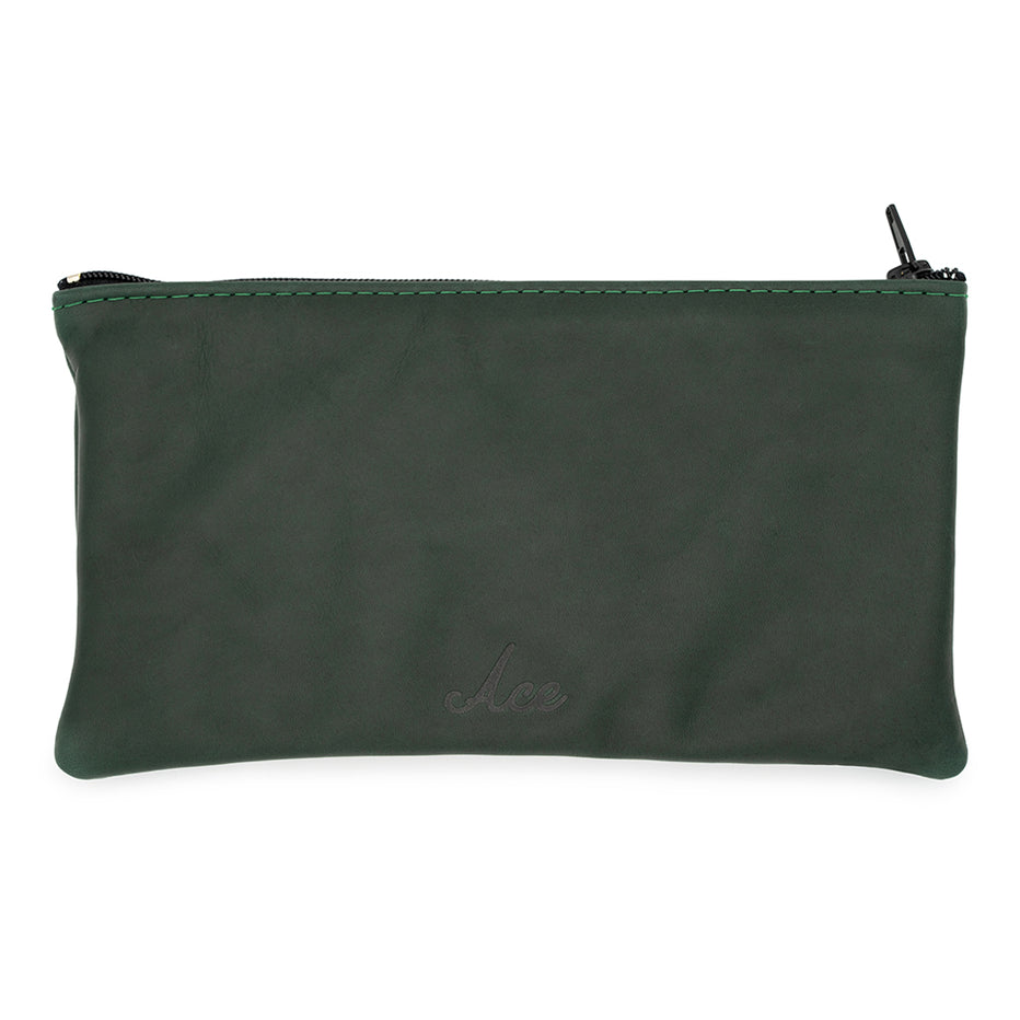 Green Genuine Calfskin Leather Cash Bag Valuables Pouch | Made in USA ...