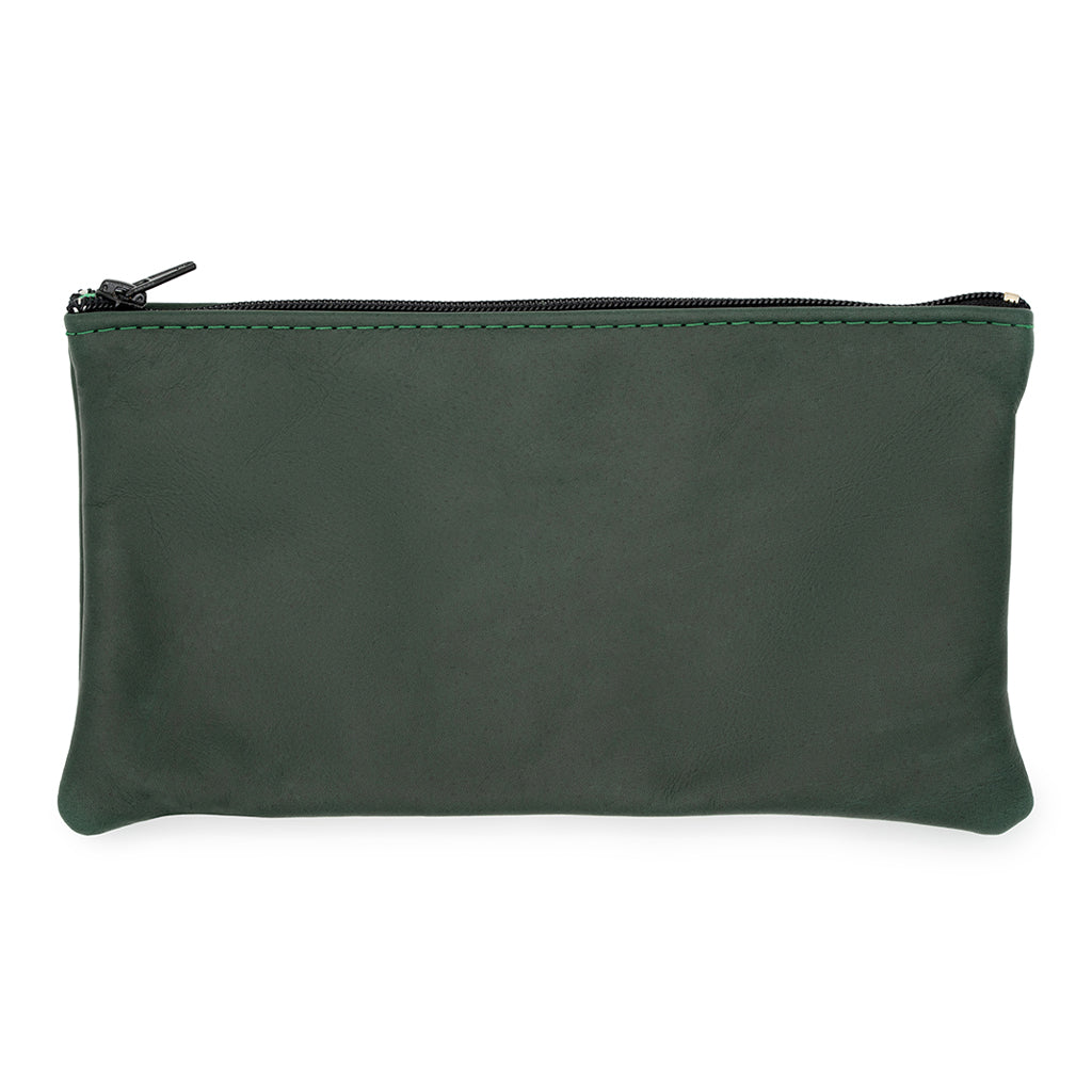 Green Genuine Calfskin Leather Cash Bag Valuables Pouch | Made in USA ...