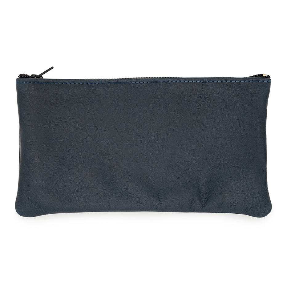 Navy Blue Genuine Leather Cash Bag Valuables Pouch | Made in USA – Ace ...