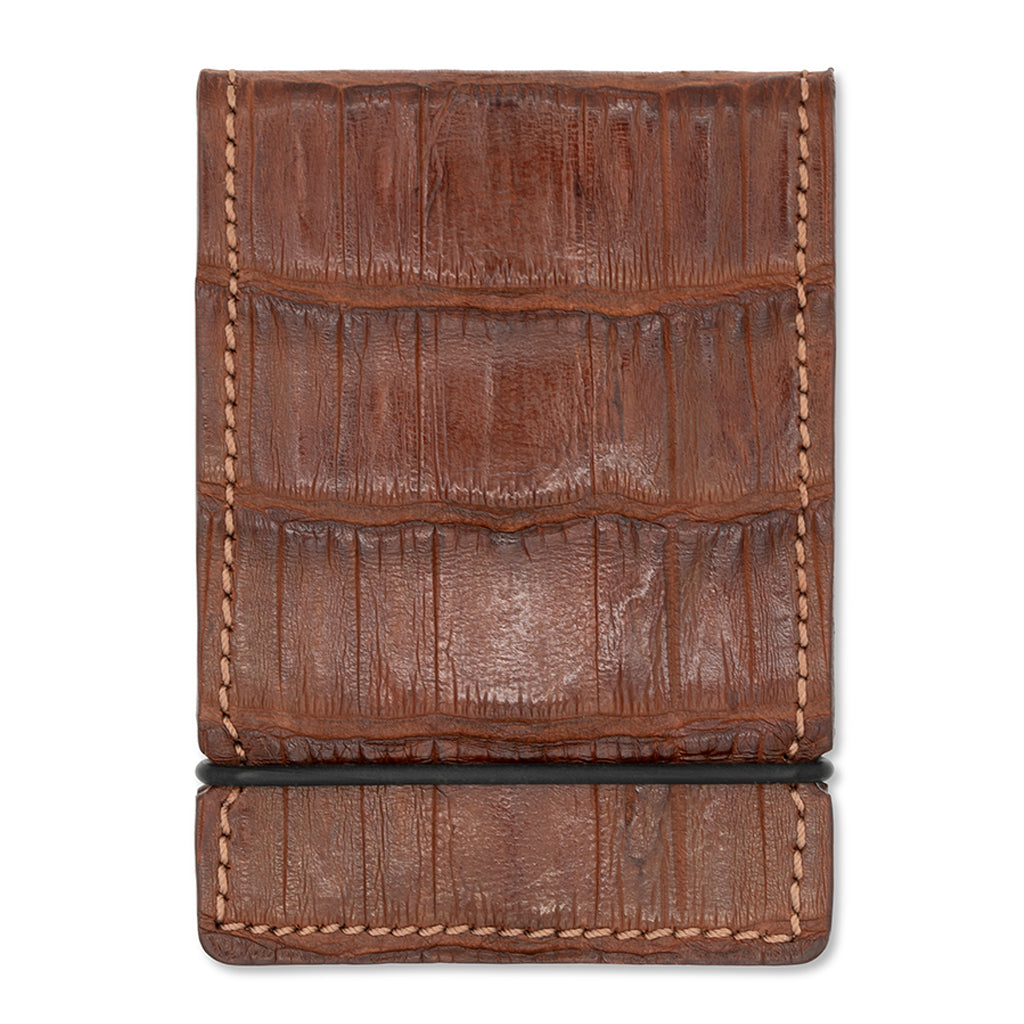 WHISKEY BROWN CAIMAN GENUINE ALLIGATOR LEATHER CASH COVER GOLF WALLET ...